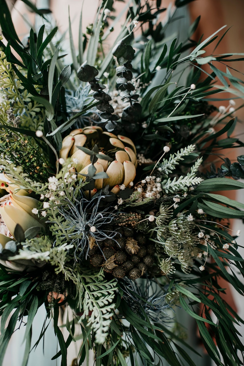 BRITTON | Bridal Bouquet in Green/light Blue/white/ivory Tones / Boho ...