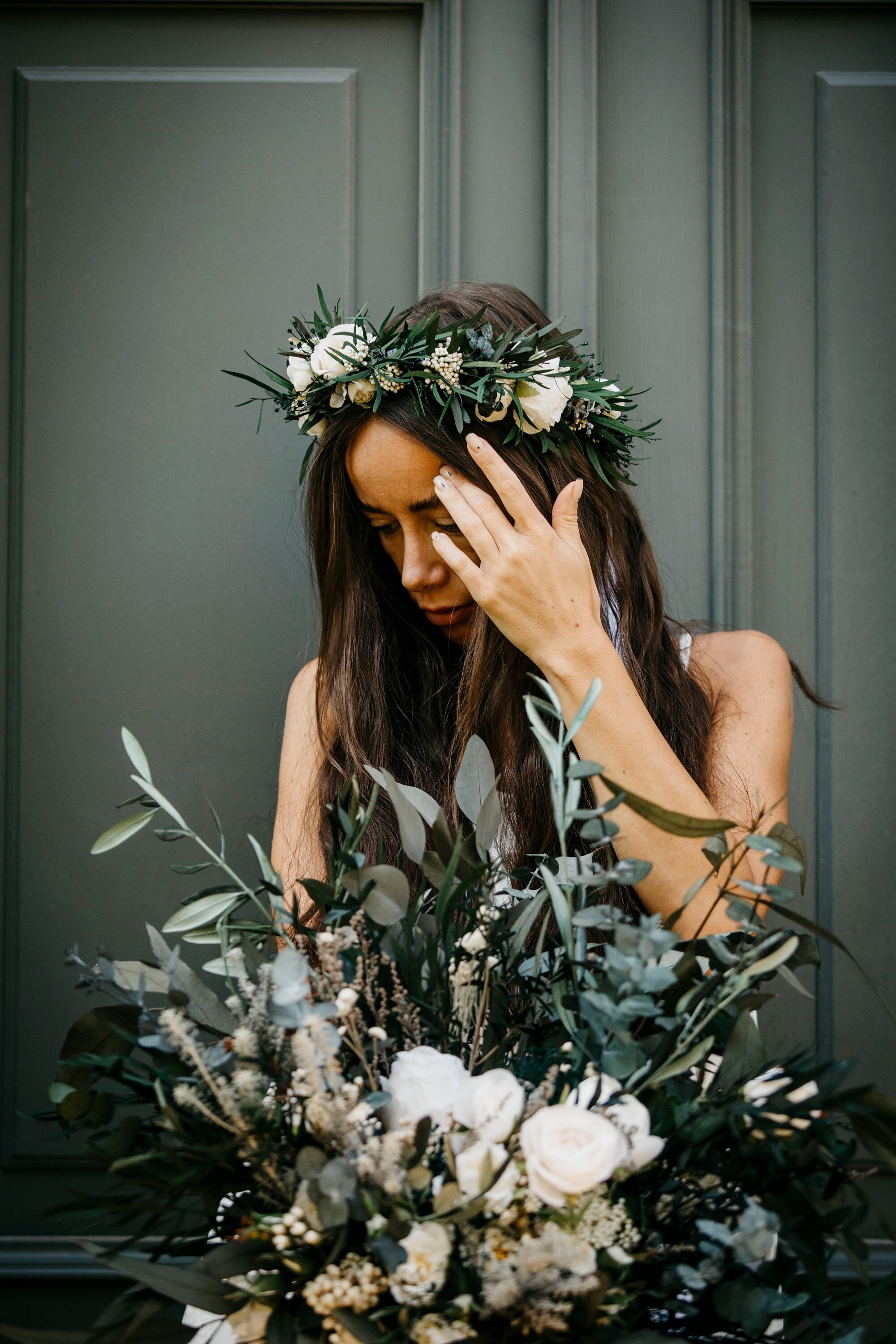 SOFIENE | Greenery White Cream Minimalist Preserved Eucalyptus Full ...