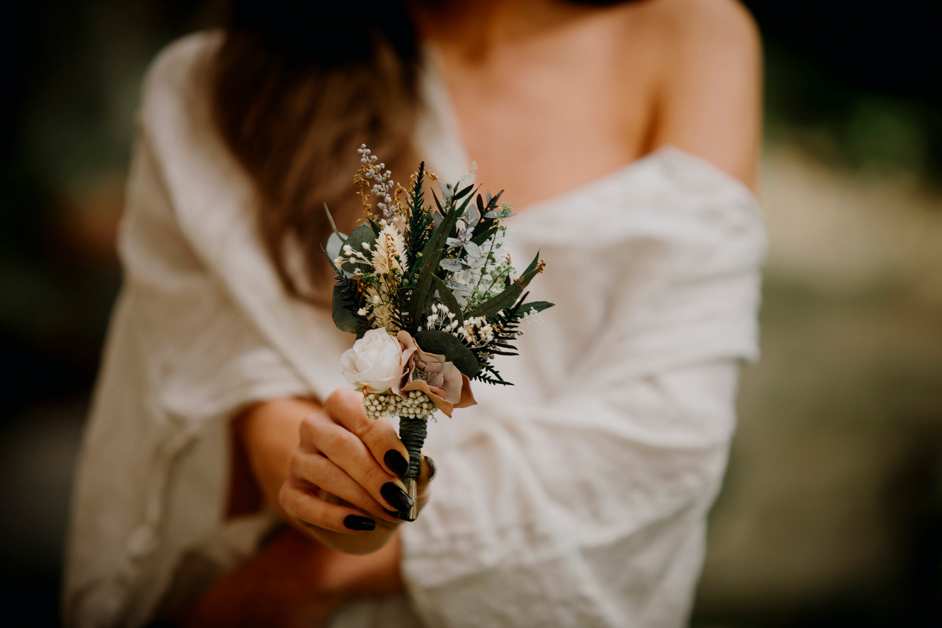 SYREETA Standard Buttonhole | White Champagne Tans Greenery Tones With ...
