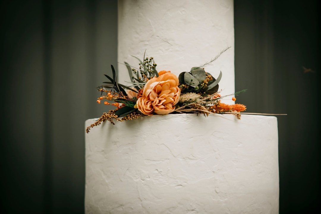 KALLALA Small Cake Topper | Wild Light Orange Ivory Peach Wedding Cake ...