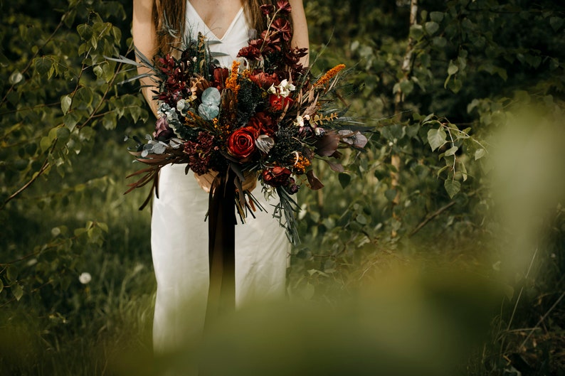 HAYLANA Bouquet | Dark Burgundy Red Plum Burnt Orange Black Tones ...