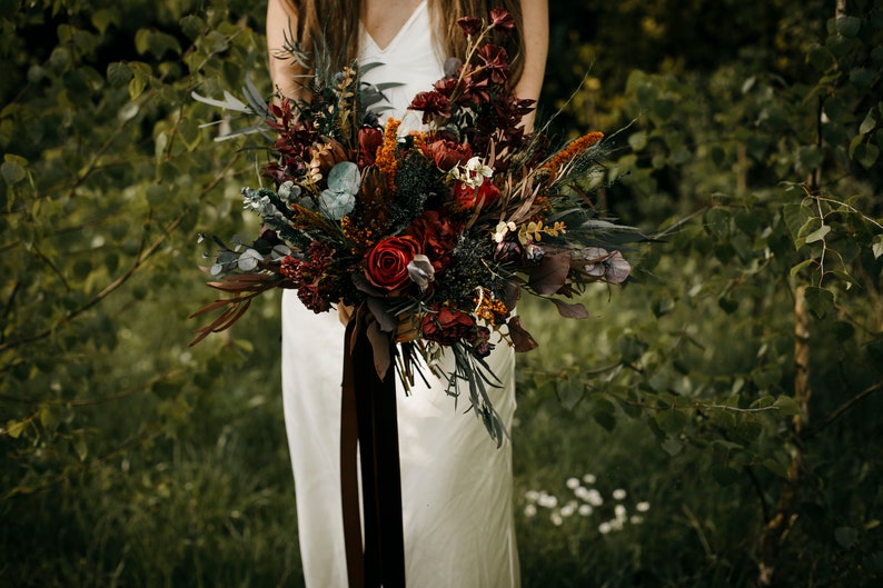 HAYLANA Bouquet | Dark Burgundy Red Plum Burnt Orange Black Tones ...