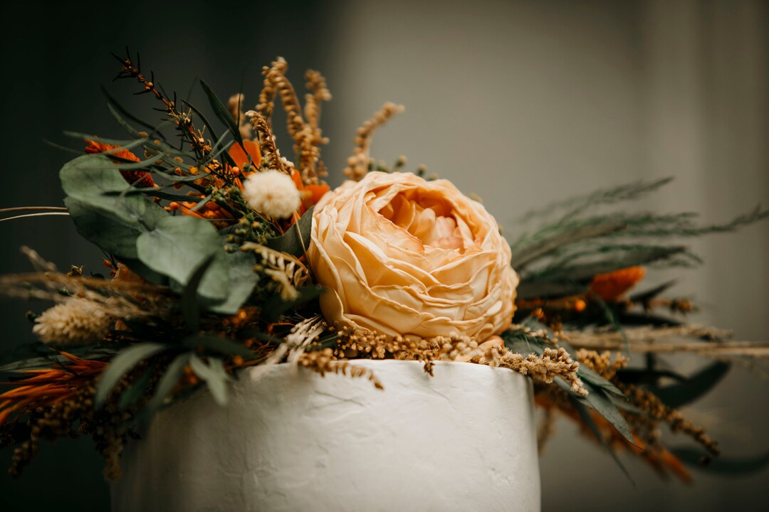 KALLALA Bigger Cake Topper | Wild Light Orange Ivory Peach Wedding Cake ...
