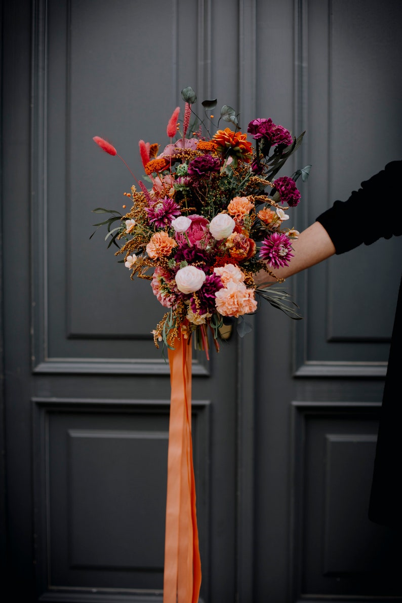 MEGANI Bouquet Wild Burnt Orange Terracotta Purple Fuchsia - Etsy