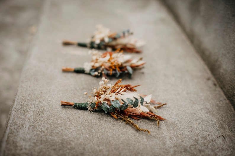 SIOBHAN Medium Buttonhole | Rust Brown, Ivory, White, Burnt Orange Boho ...