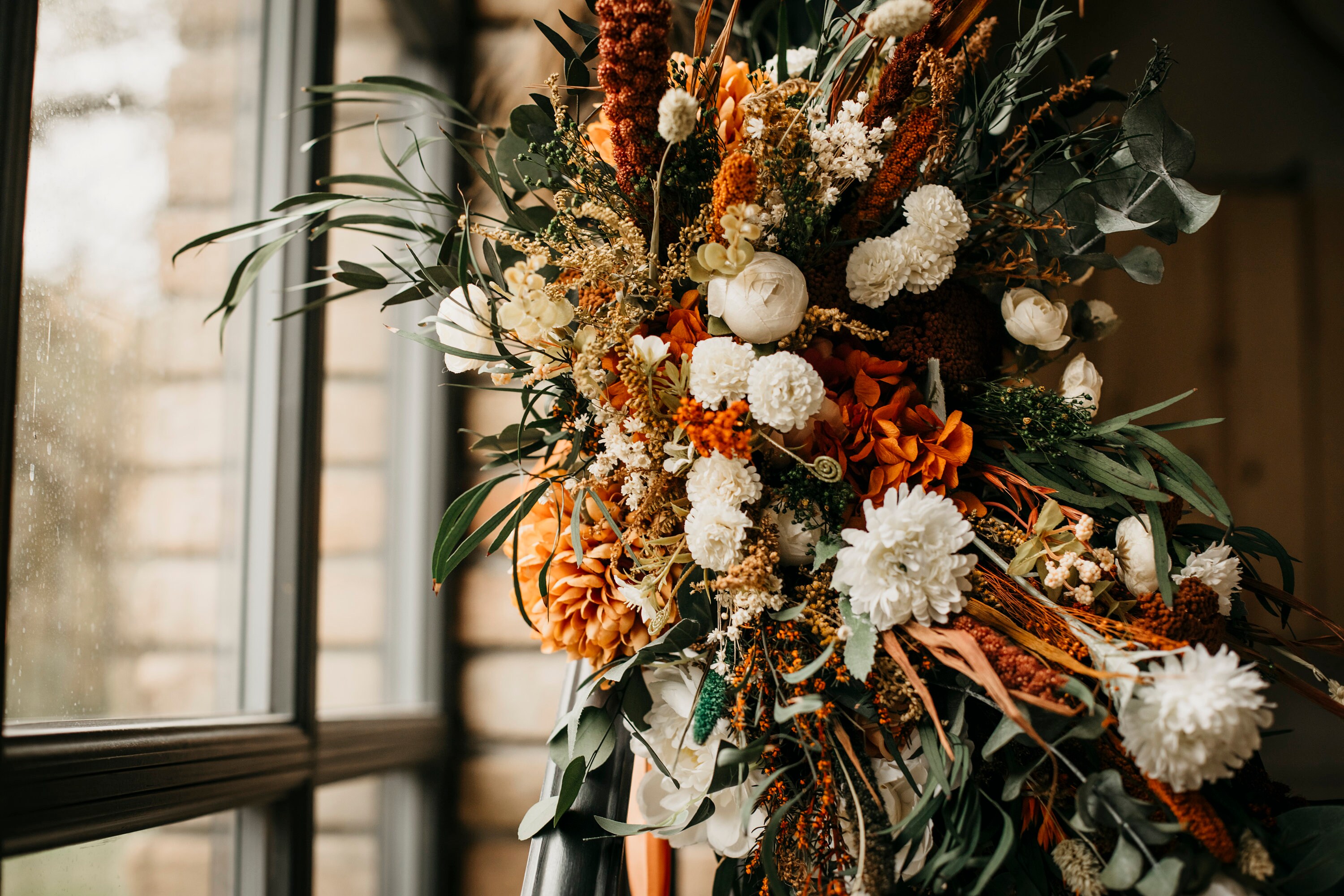 JEMIMA Bouquet | Wild Orange Brown White Greenery Wedding Bouquet ...