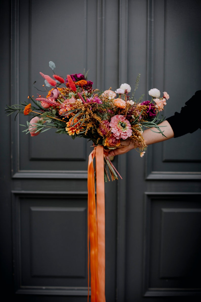 MEGANI Bouquet Wild Burnt Orange Terracotta Purple Fuchsia - Etsy