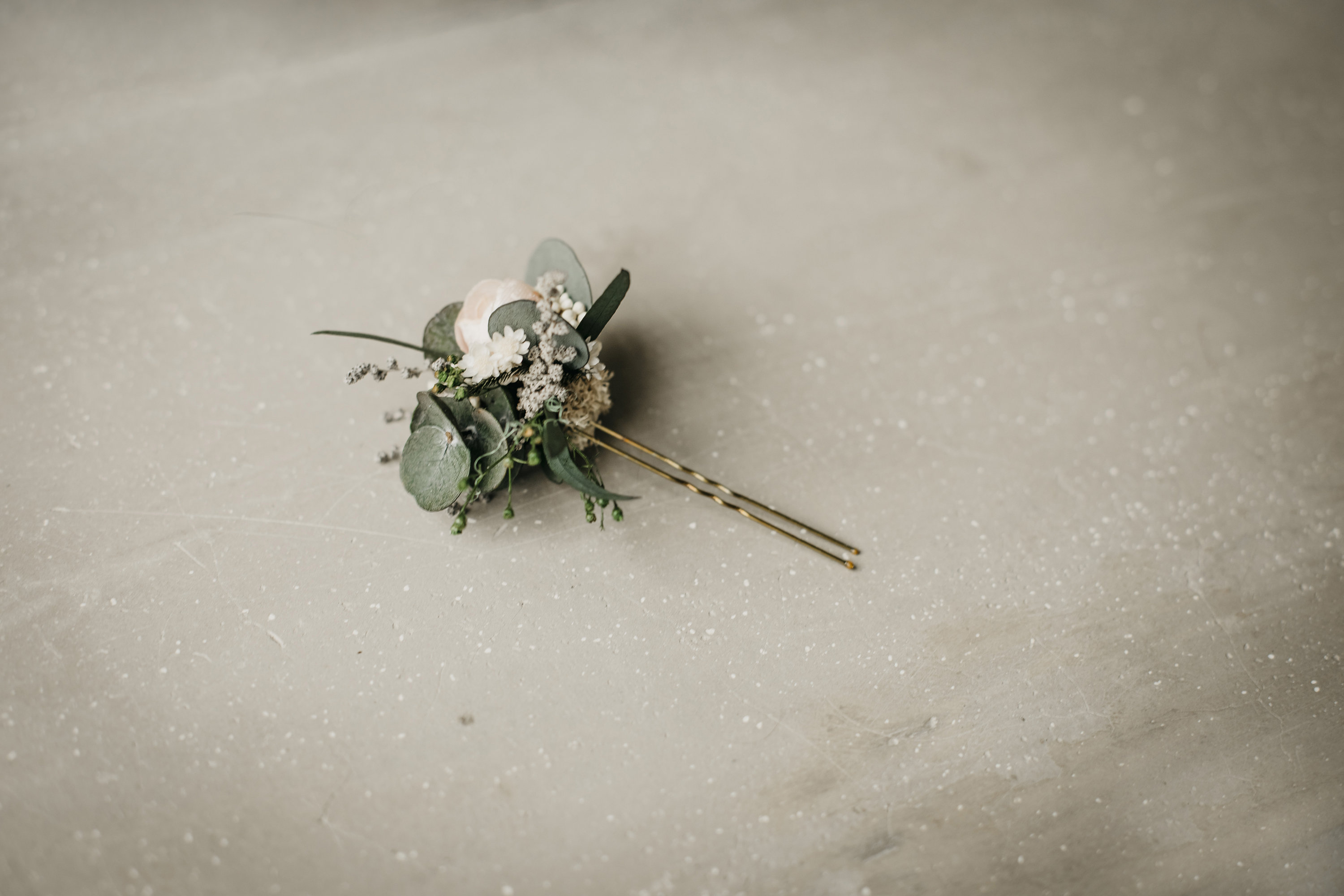 FEMME pin Greenery peach ivory pin with eucalyptus / Bridal | Etsy