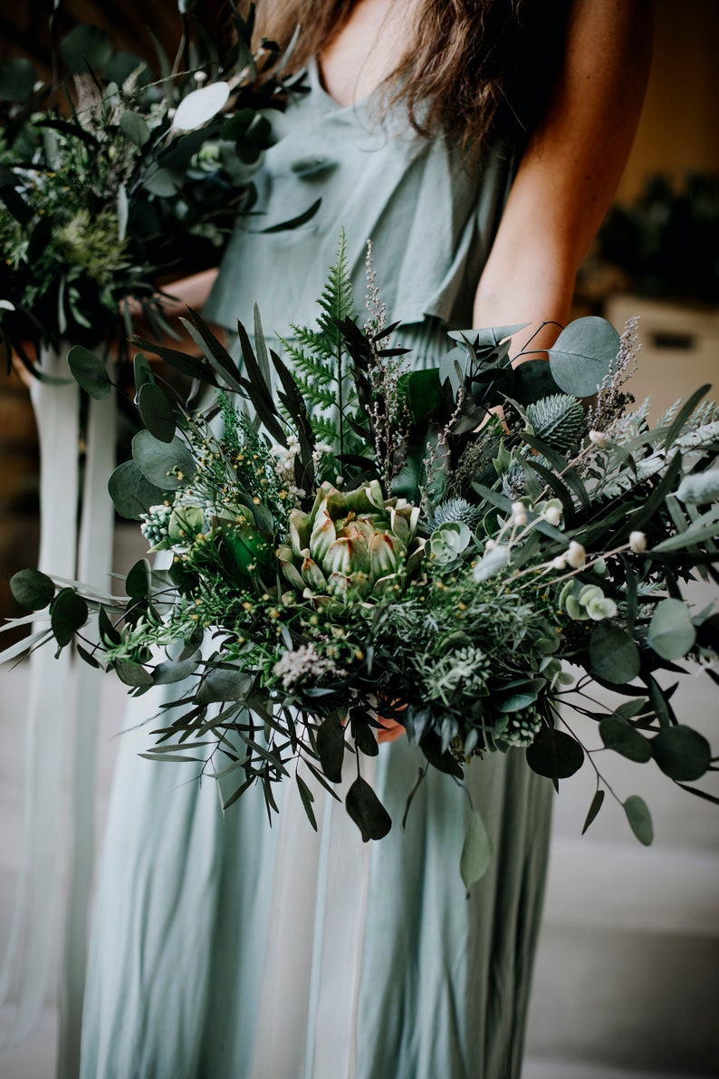 BRITTON | Small/bridesmaids Bouquet in Green/light Blue/white/ivory ...