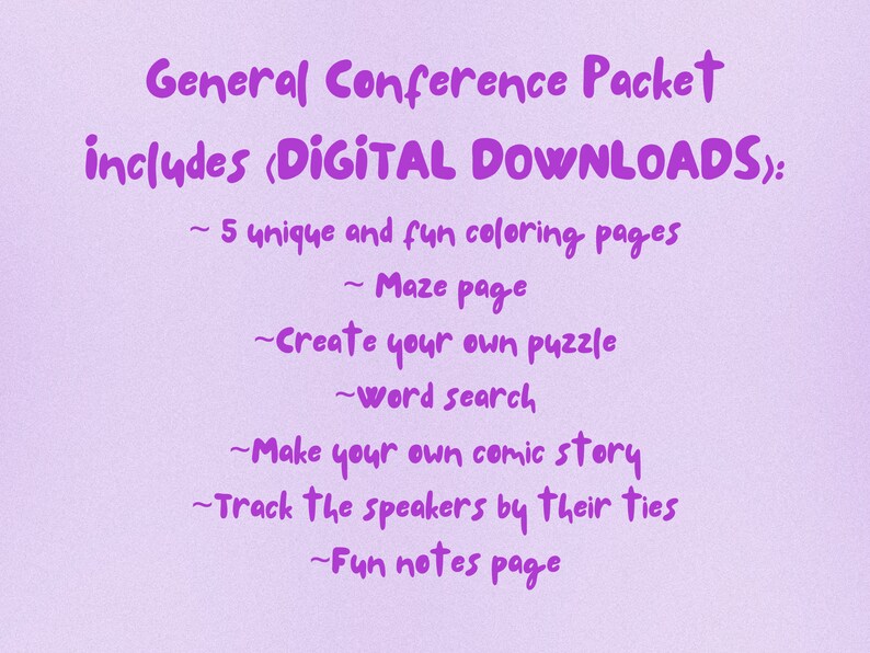 General Conference Activities- Family Bundle - Etsy