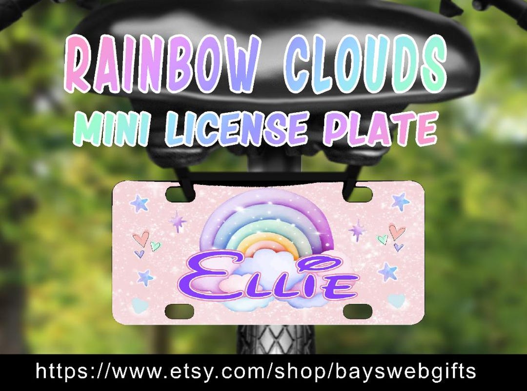 RAINBOW CLOUDS Mini License Plate Personalized Custom Bike Tag for ...
