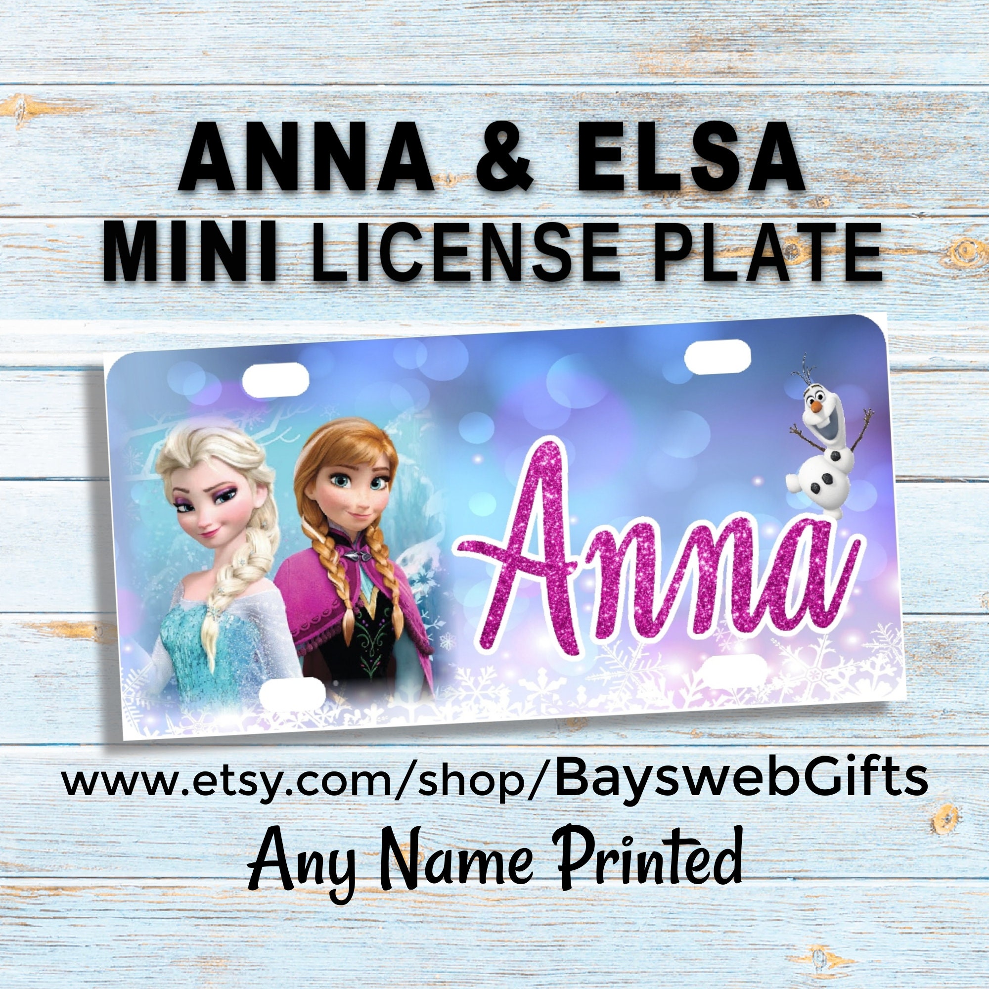 ANNA & ELSA Mini License Plate Personalized Custom Bike Tag | Etsy