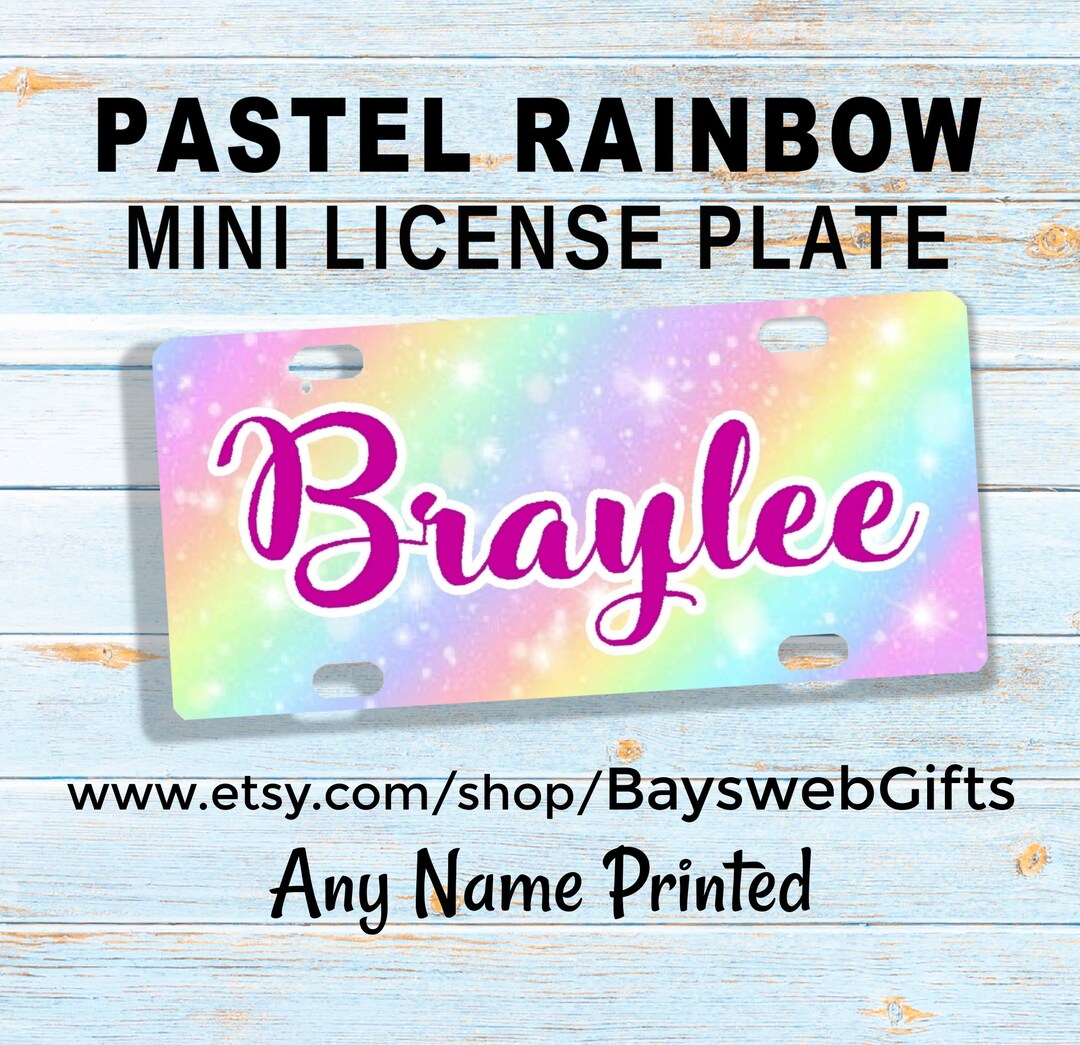 Pastel RAINBOW Mini License Plate Personalized Custom Bike Tag for ...