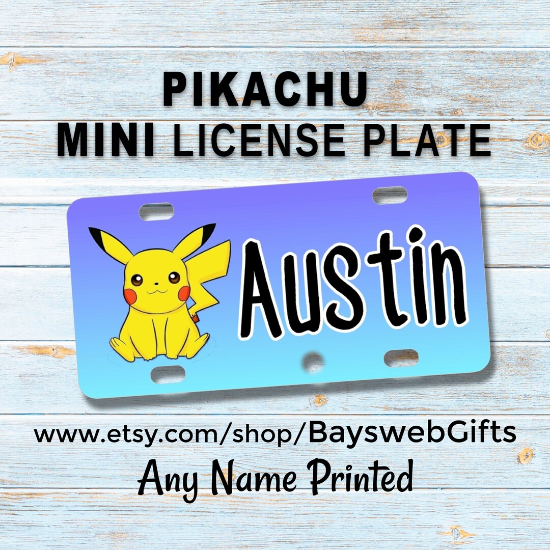 PIKACHU Mini License Plate Personalized Custom Bike Tag Wagons ...