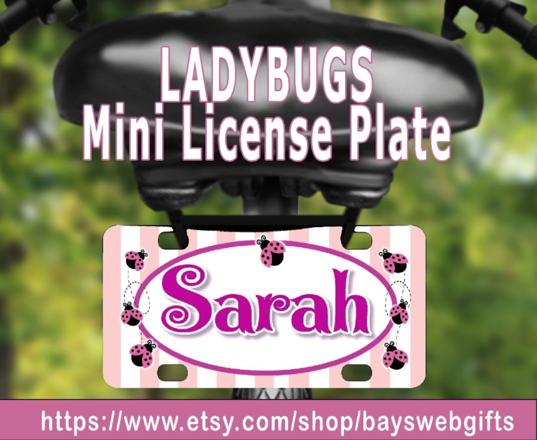 LADYBUGS Mini License Plate Personalized Custom Bike Tag for Wagons ...