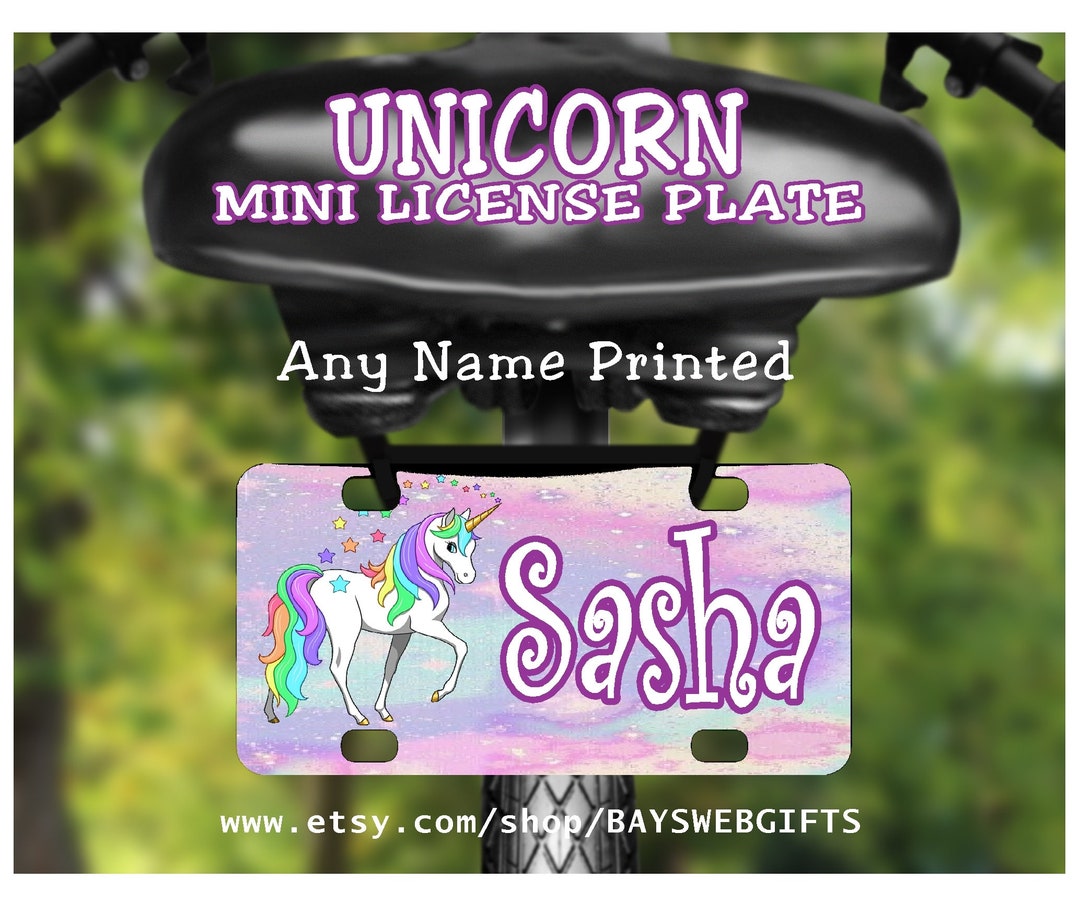 Beautiful UNICORN Mini License Plate Personalized Custom Bike Tag for ...