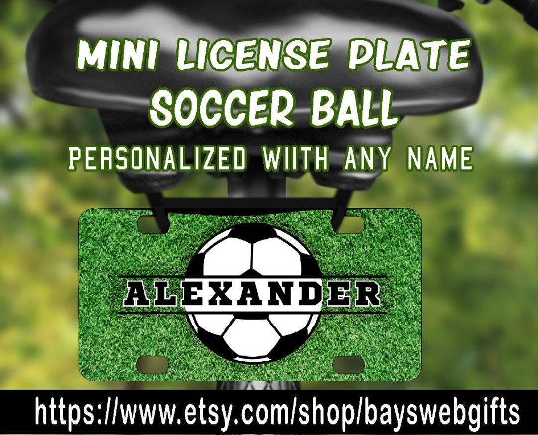 SOCCER BALLS Mini License Plate Personalized Custom Bike Tag for Wagons ...