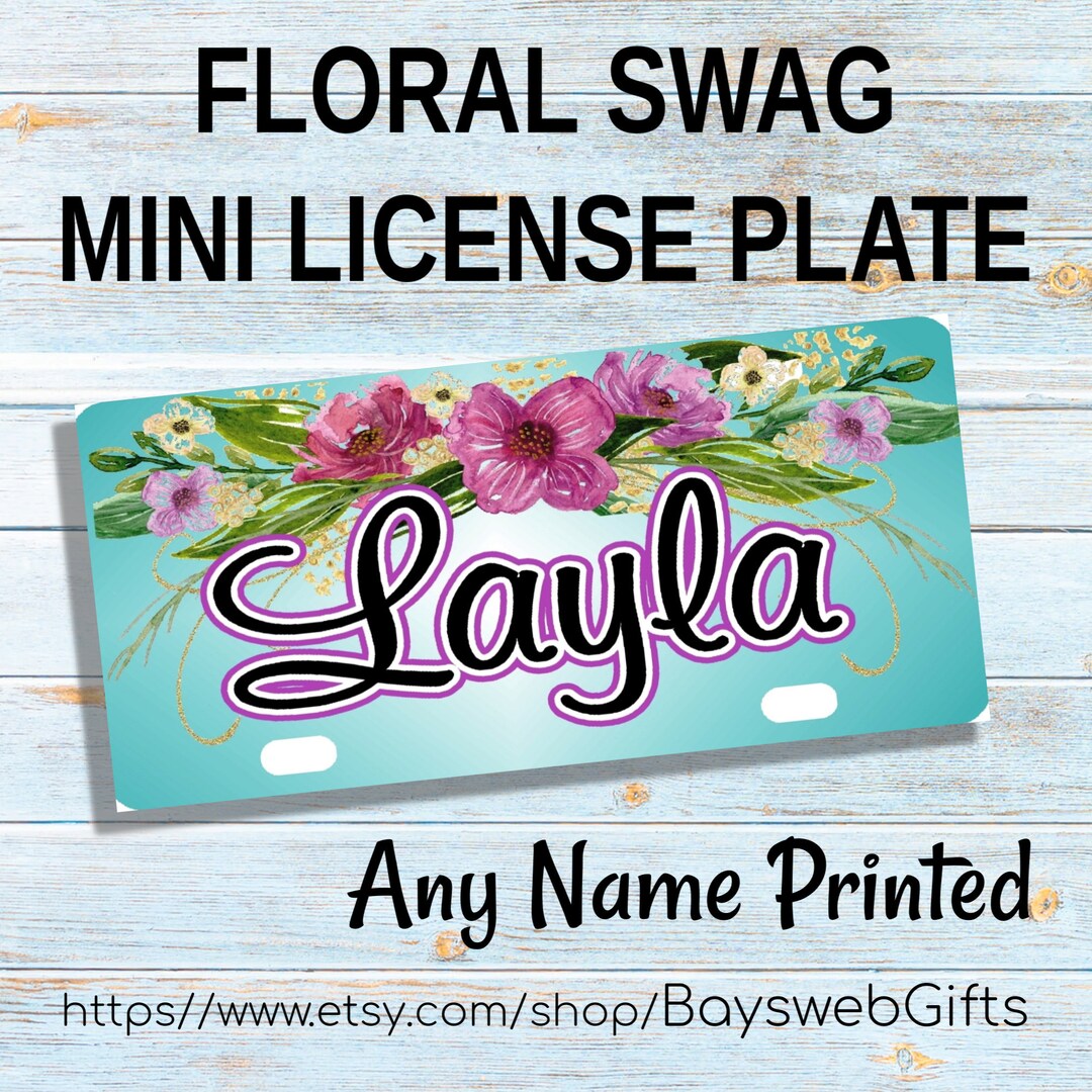 FLORAL SWAG Mini License Plate Personalized Custom Bike Tag for Wagons ...