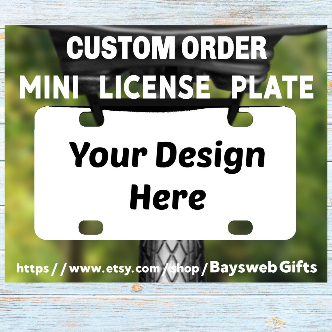 CUSTOM ORDER Mini License Plate Personalized Custom Bike Tag for Wagons ...