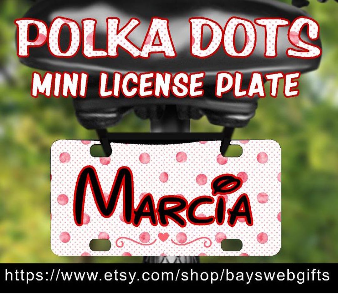 POLKADOTS Mini License Plate Personalized Custom Bike Tag for Wagons ...