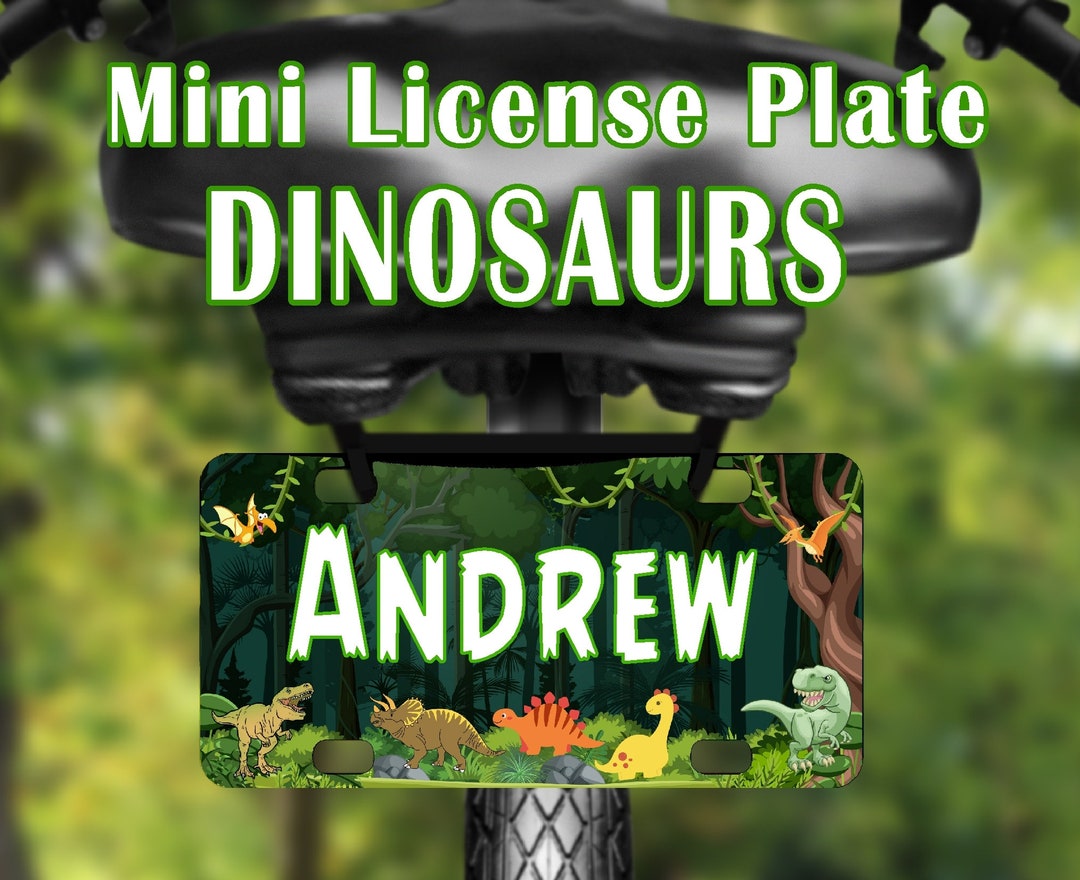 DINOSAURS Mini License Plate Personalized Custom Bike Tag for Wagons ...