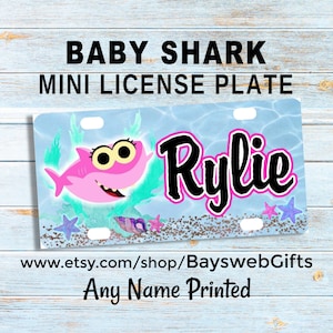 BABY SHARK Mini License Plate, Pink or Blue Personalized, Custom Bike ...