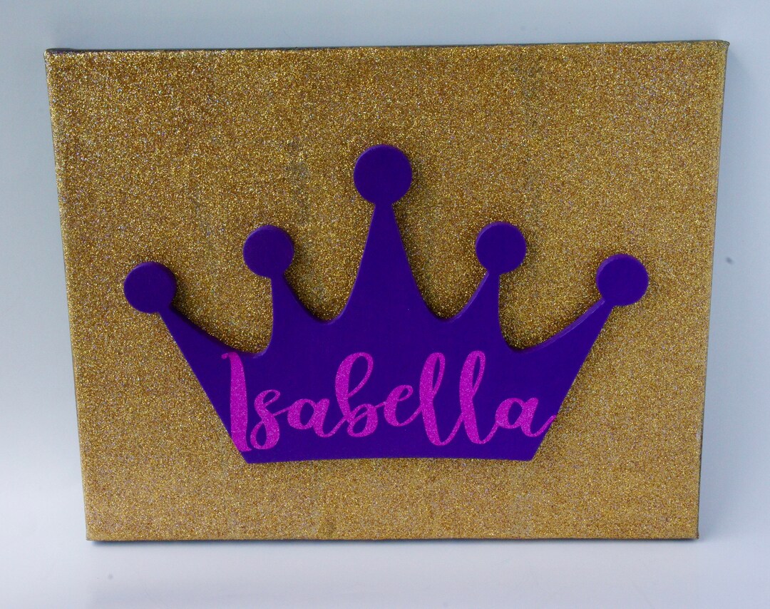 Princess Crown Name Sign – Personalized Glitter Wall Art for Girls - Etsy