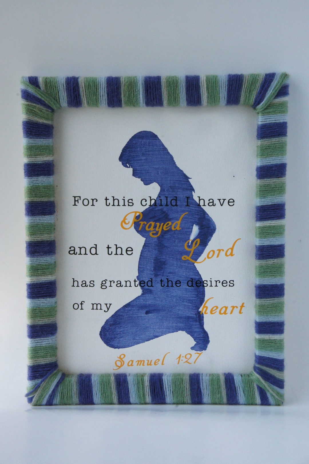 Canvas Wrapped in Yarn - Maternity Prayer Wall Art | Handmade Gift for ...