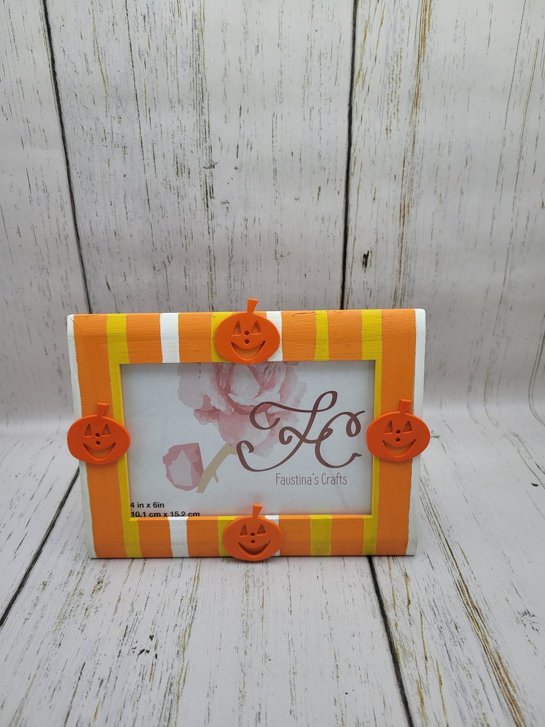Pumpkin Patch Halloween Picture Frame – Striped Fall Decor With Jack-o ...