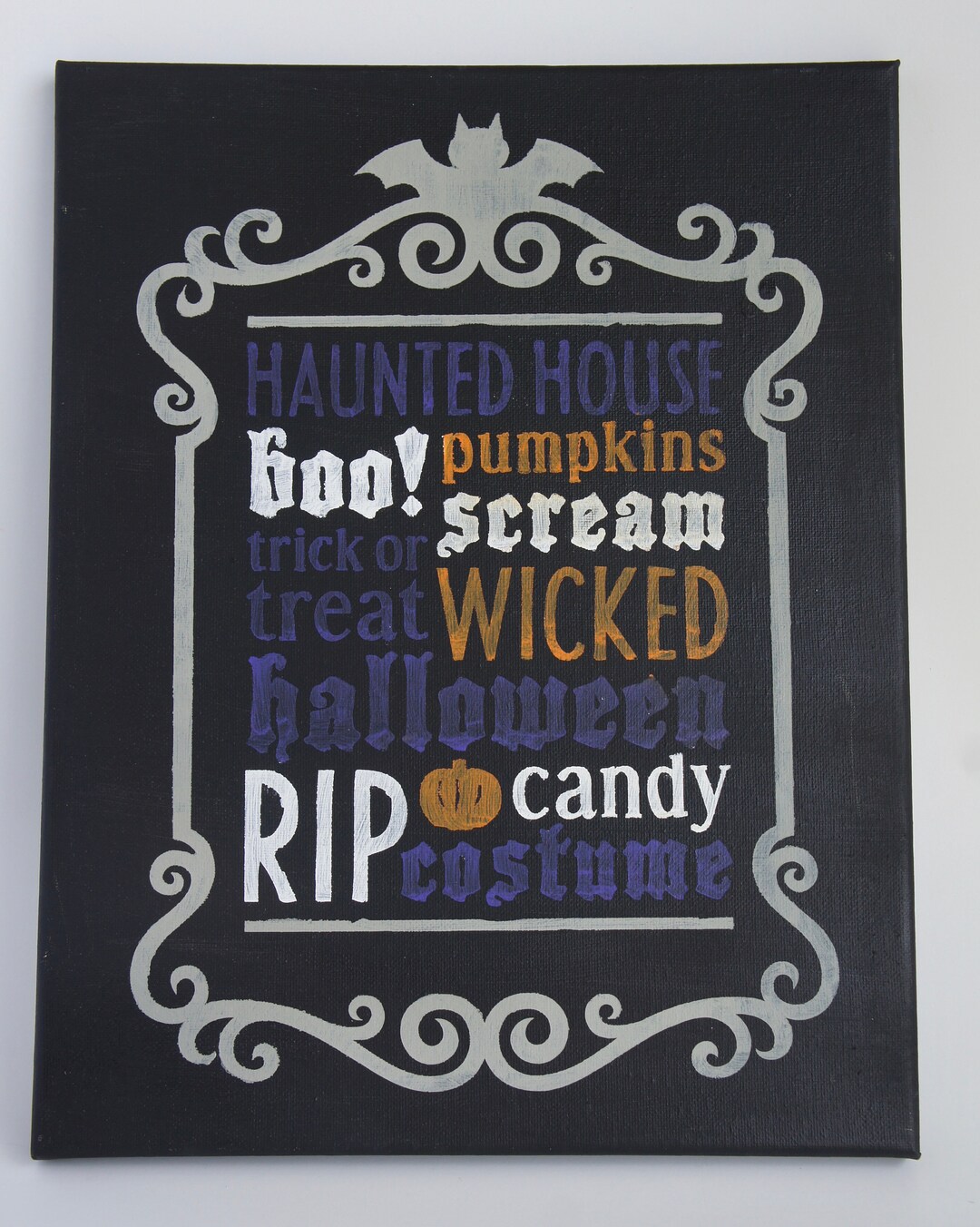 Haunted Halloween Word Art Canvas – Spooky Wall Decor With Pumpkins ...