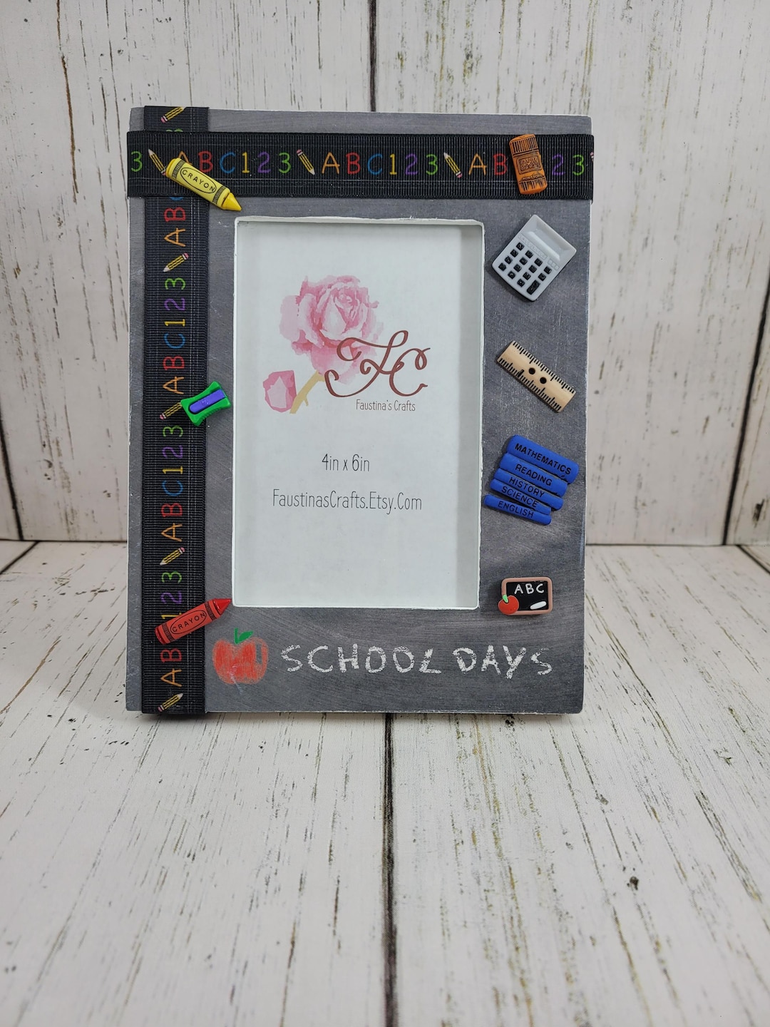 Handmade School Days Photo Frame: Colorful ABC Ribbon Trim - Etsy