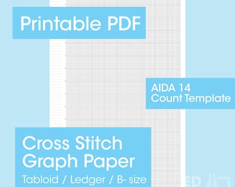 PRINTABLE | Aida 18 Cross Stitch Graph Paper | Tabloid / Ledger / B ...
