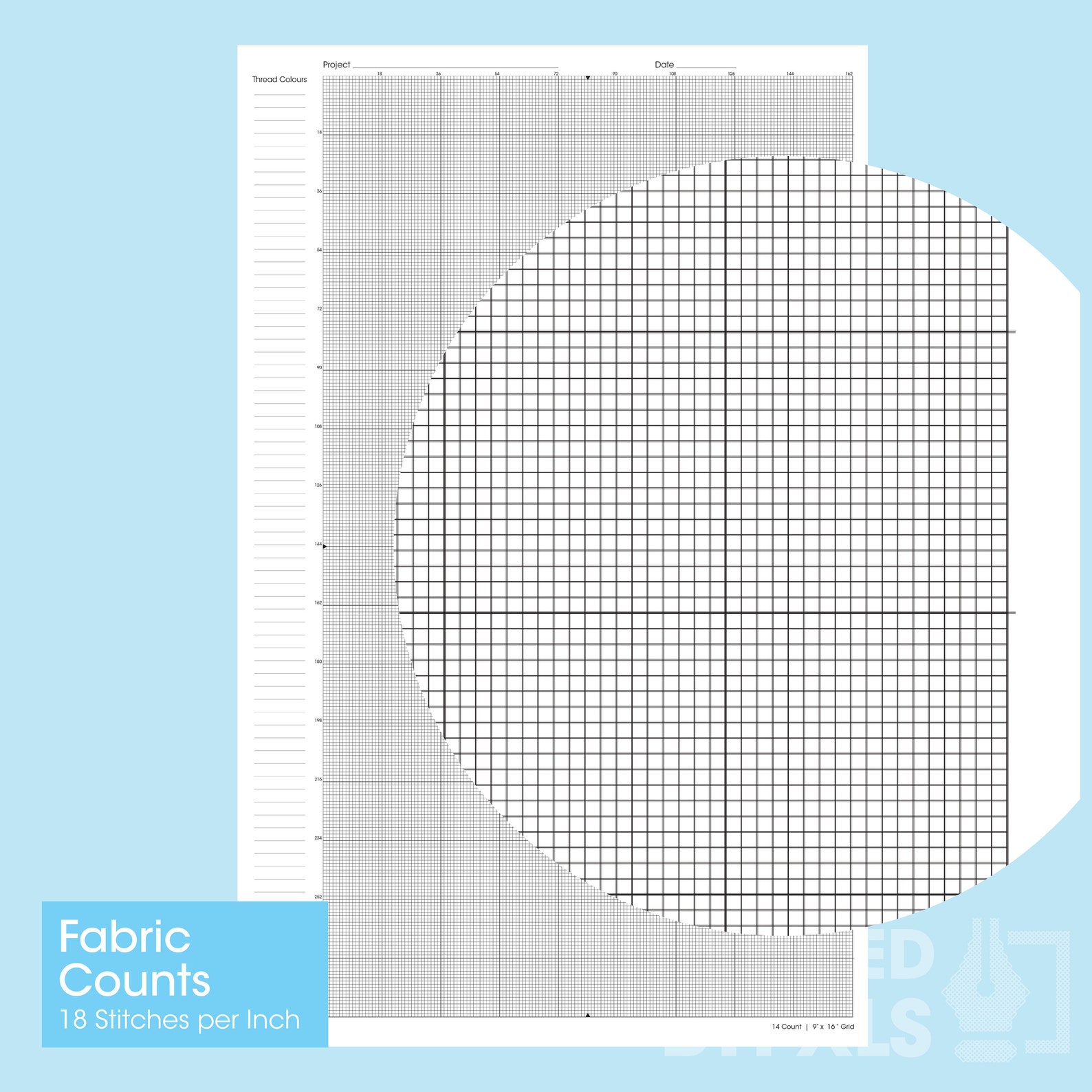 PRINTABLE | Aida 18 Cross Stitch Graph Paper | Tabloid / Ledger / B ...