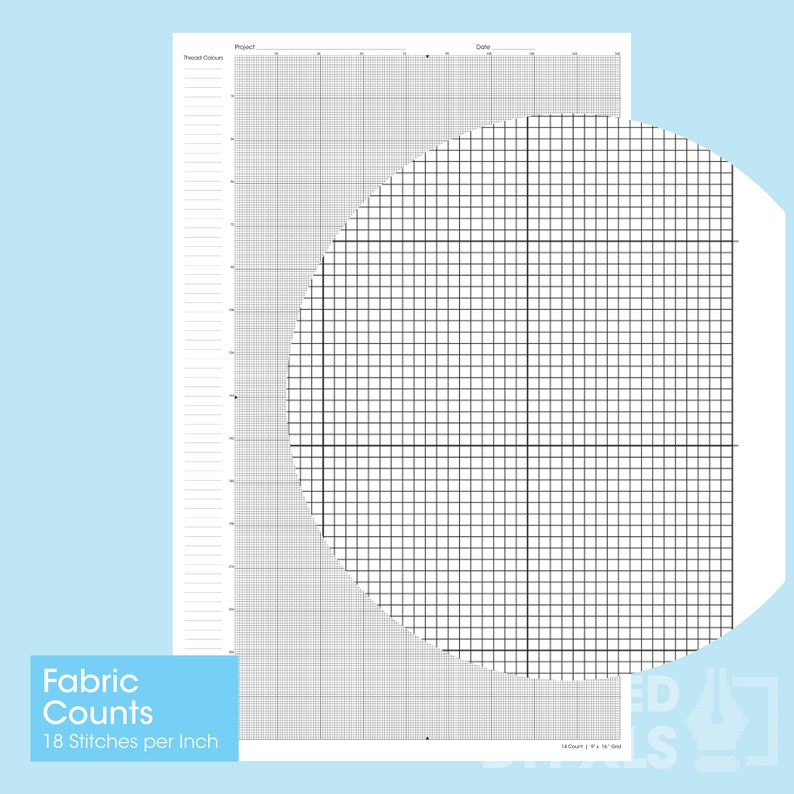 PRINTABLE | Aida 18 Cross Stitch Graph Paper | Tabloid / Ledger / B ...
