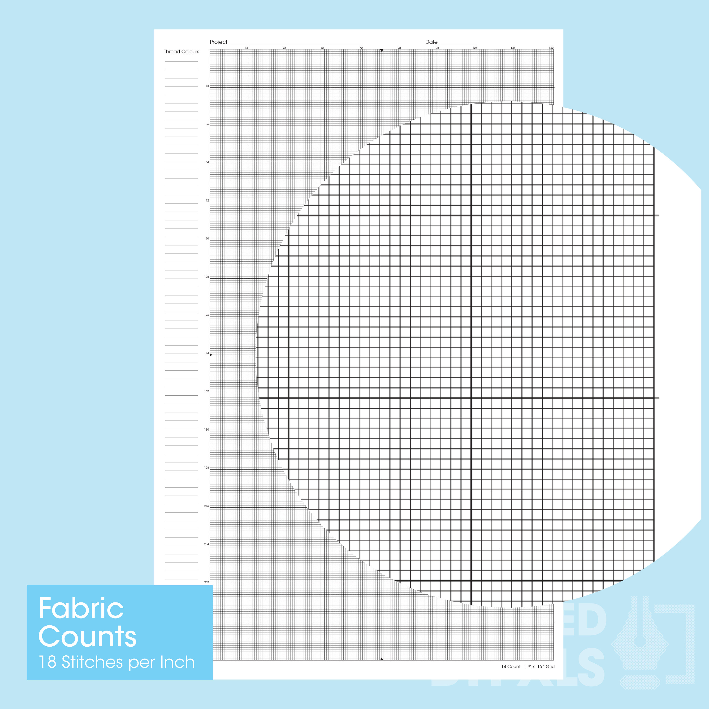 PRINTABLE | Aida 18 Cross Stitch Graph Paper | Tabloid / Ledger / B ...