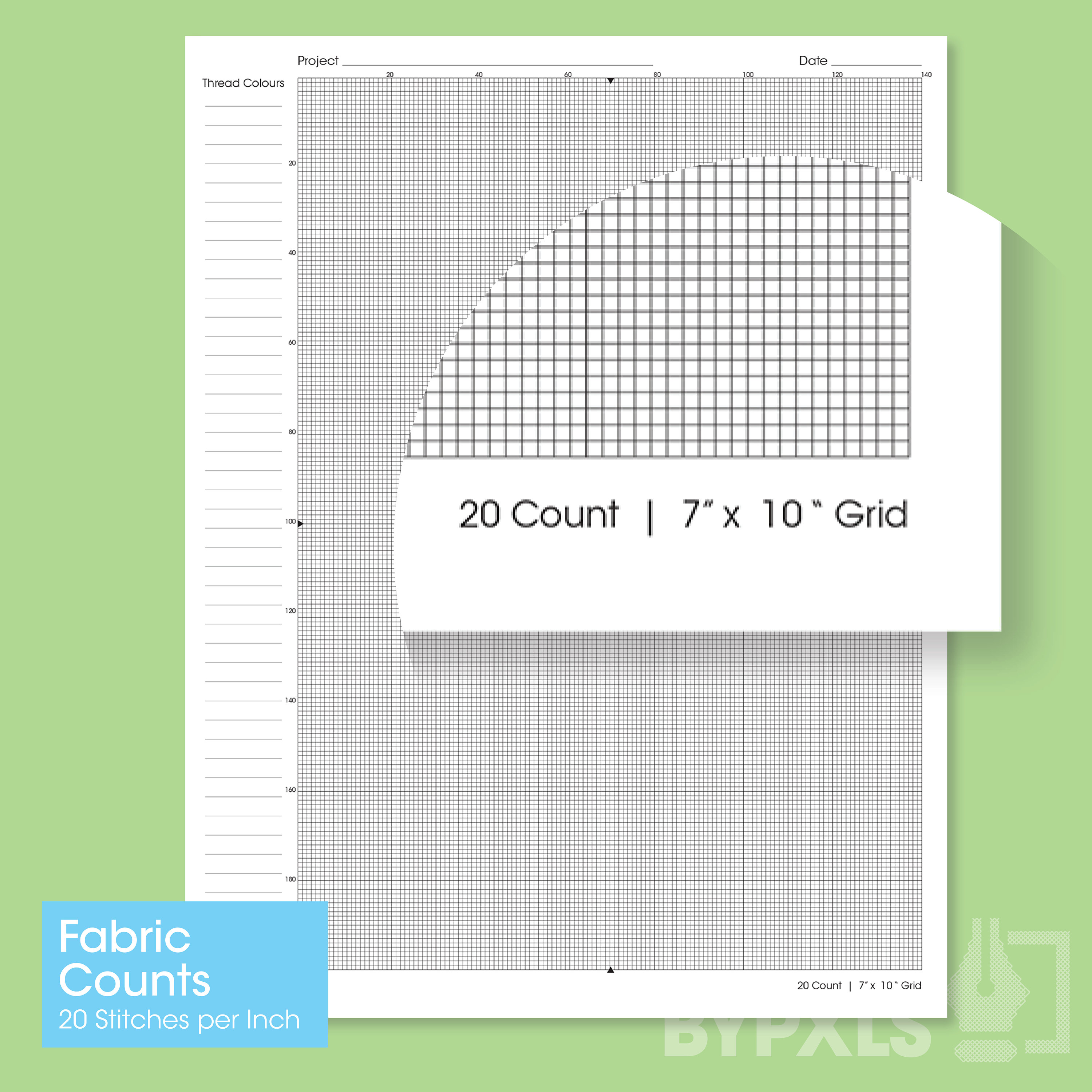 PRINTABLE | Aida 20 Cross Stitch Graph Paper | Letter/a4 | 20 Fabric ...
