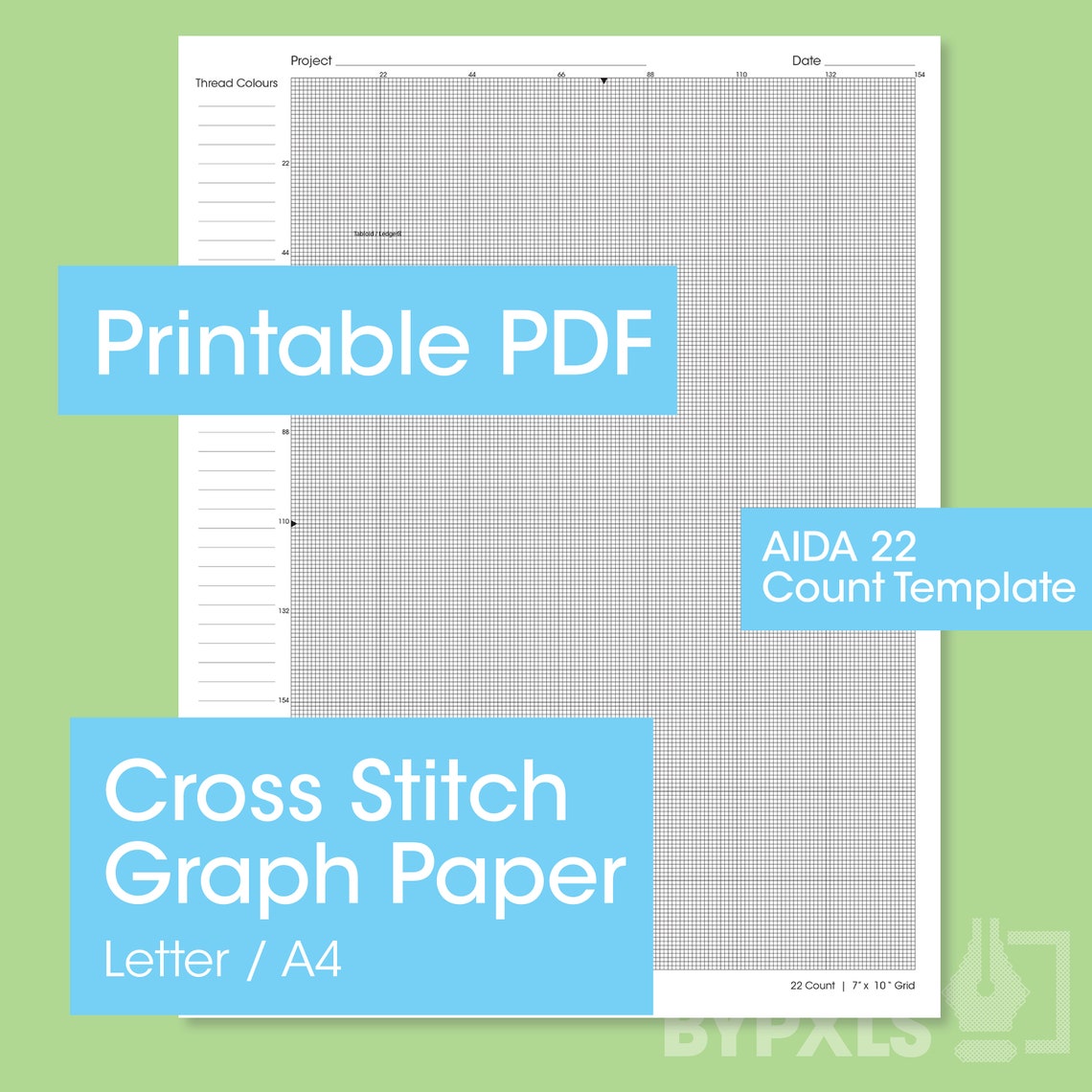 Aida 22 Count Cross Stitch Graph Paper (PDF Download) - Etsy