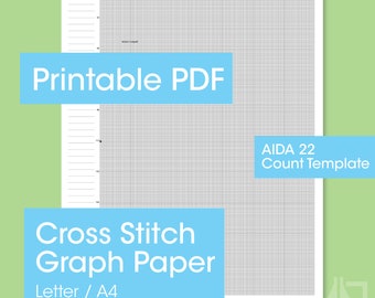 PRINTABLE Aida 10 Cross Stitch Graph Paper Letter/a4 10 Fabric Counts ...