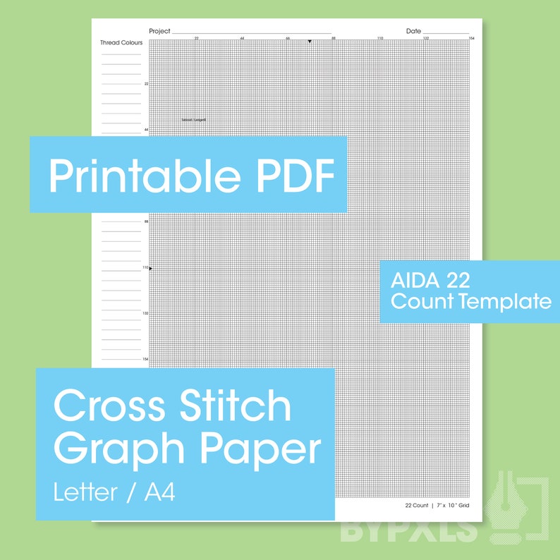 Aida 22 Count Cross Stitch Graph Paper (PDF Download) - Etsy