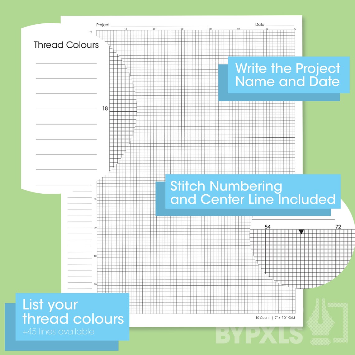 PRINTABLE | Aida 10 Cross Stitch Graph Paper | Letter/a4 | 10 Fabric ...