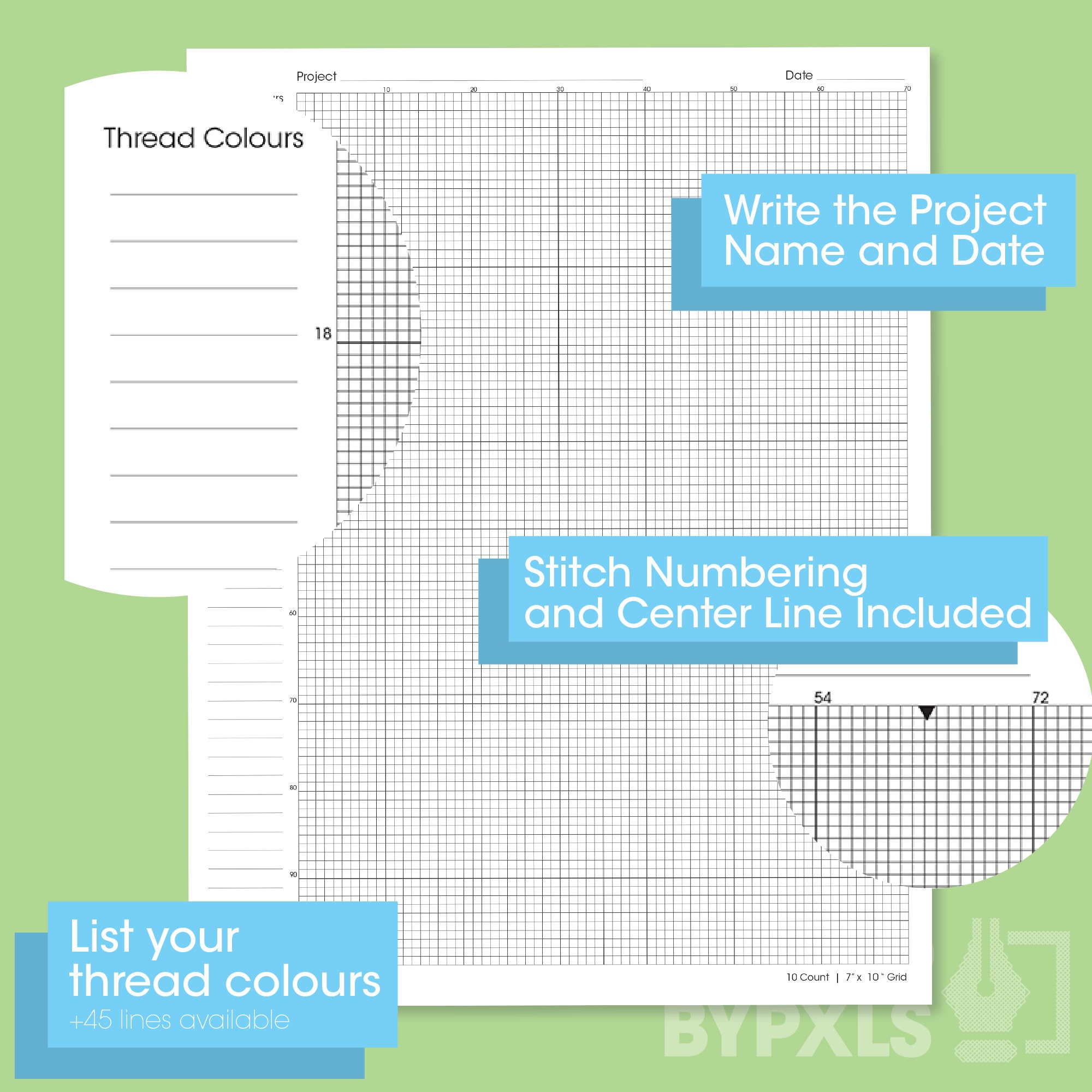 PRINTABLE | Aida 10 Cross Stitch Graph Paper | Letter/a4 | 10 Fabric ...