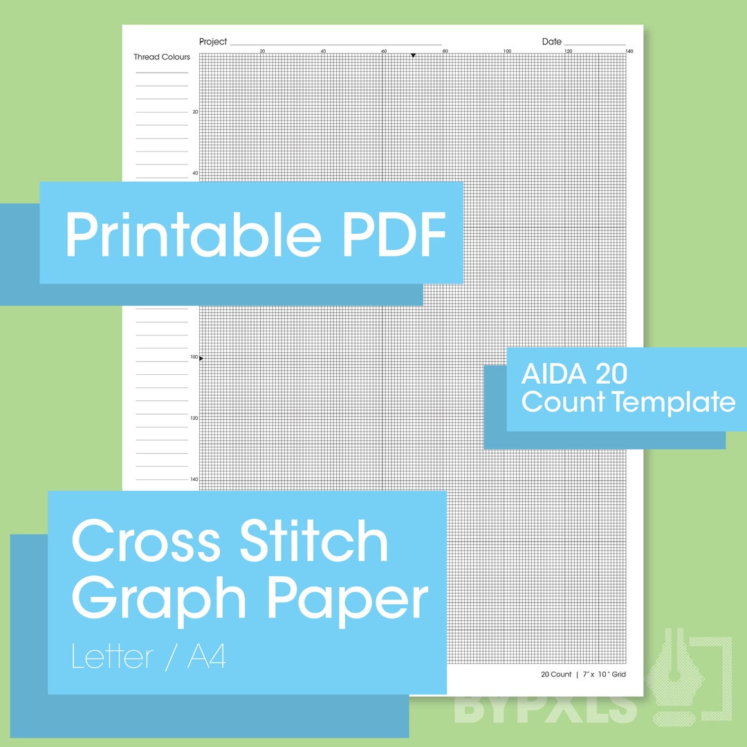 PRINTABLE Aida 20 Cross Stitch Graph Paper Letter/a4 20 Fabric Counts ...
