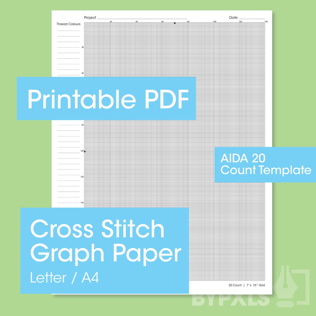 PRINTABLE | Aida 20 Cross Stitch Graph Paper | Letter/a4 | 20 Fabric ...