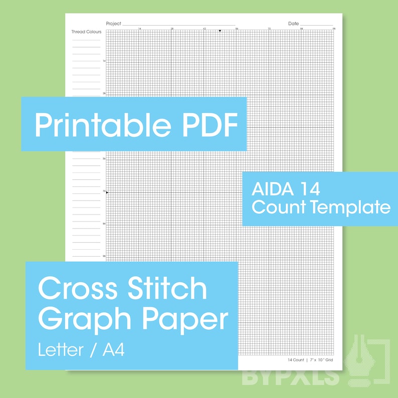 PRINTABLE | Aida 14 Cross Stitch Graph Paper | Letter/a4 | 14 Fabric ...