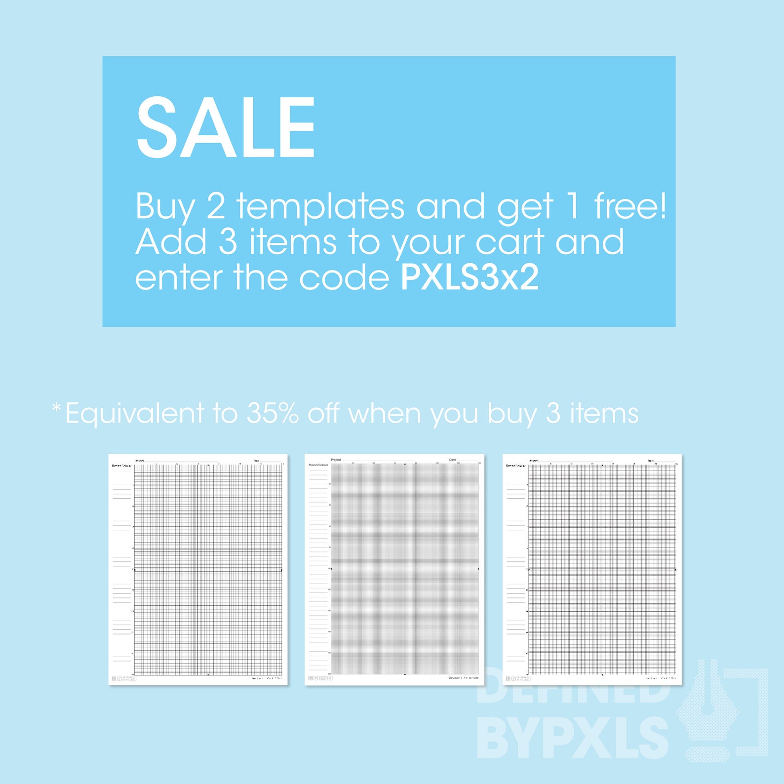 PRINTABLE | Aida 18 Cross Stitch Graph Paper | Tabloid / Ledger / B ...