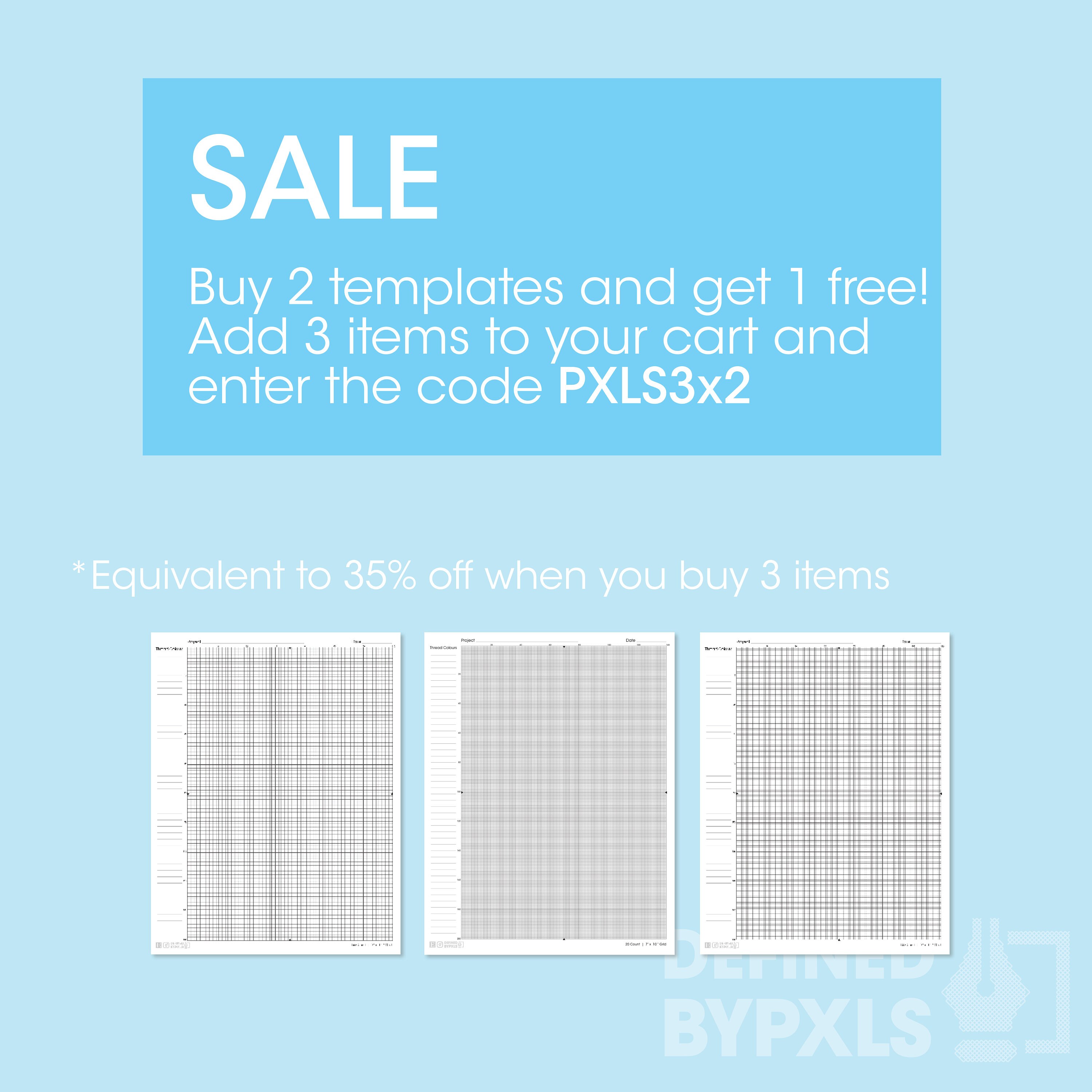 PRINTABLE | Aida 18 Cross Stitch Graph Paper | Tabloid / Ledger / B ...