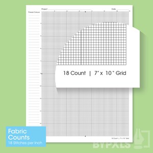 PRINTABLE | Aida 18 Cross Stitch Graph Paper | Letter/a4 | 18 Fabric ...