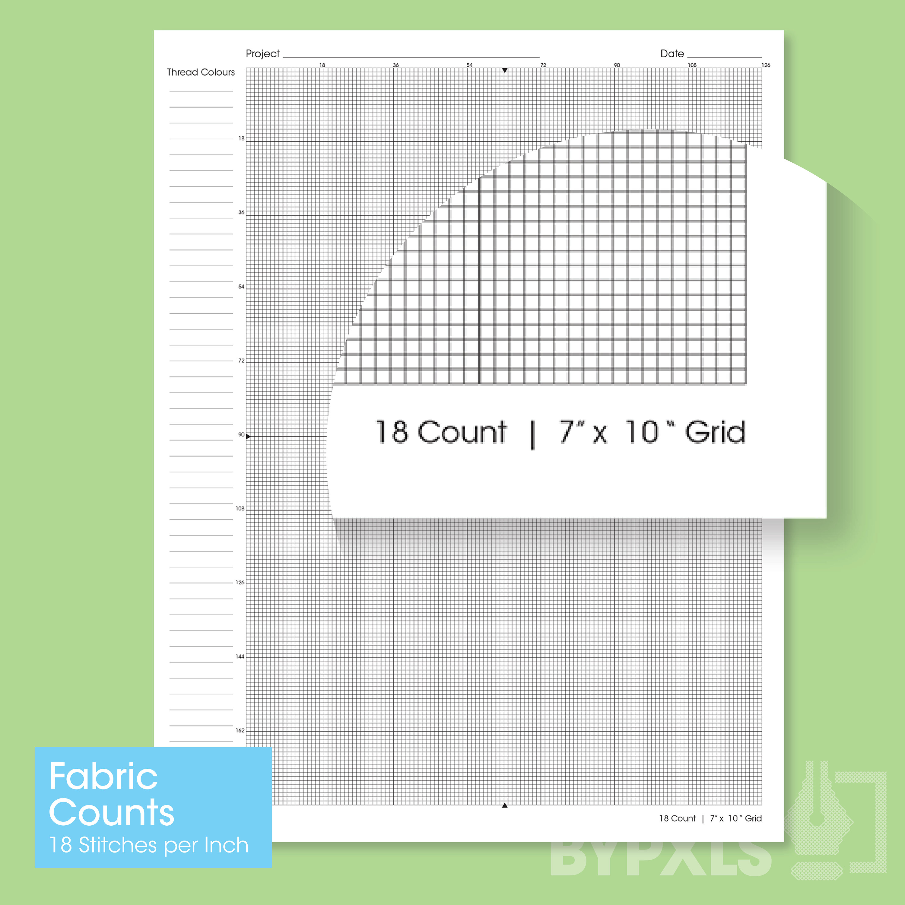 PRINTABLE | Aida 18 Cross Stitch Graph Paper | Letter/a4 | 18 Fabric ...