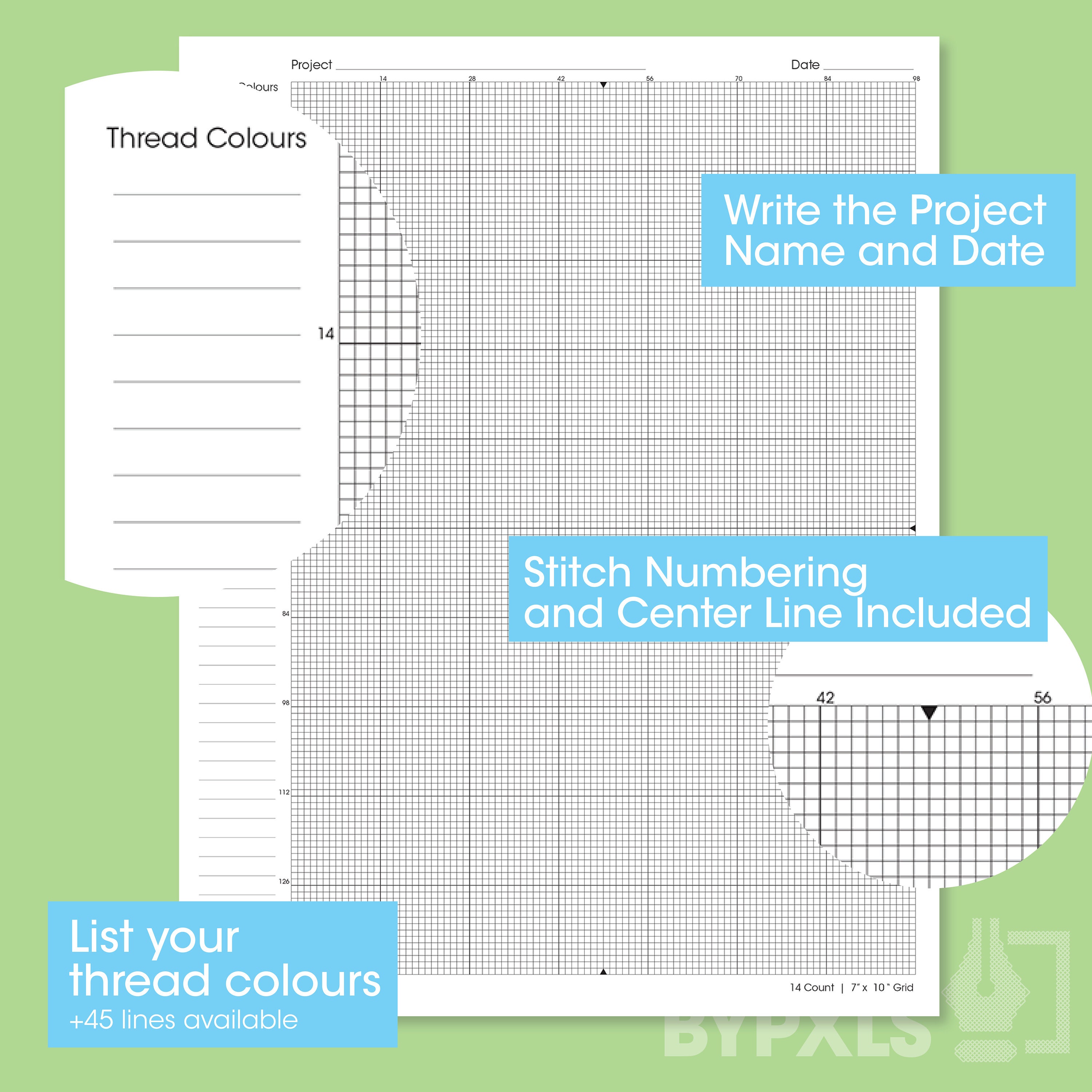 Aida 14 Count Cross Stitch Graph Paper (PDF Instant Download) - Etsy
