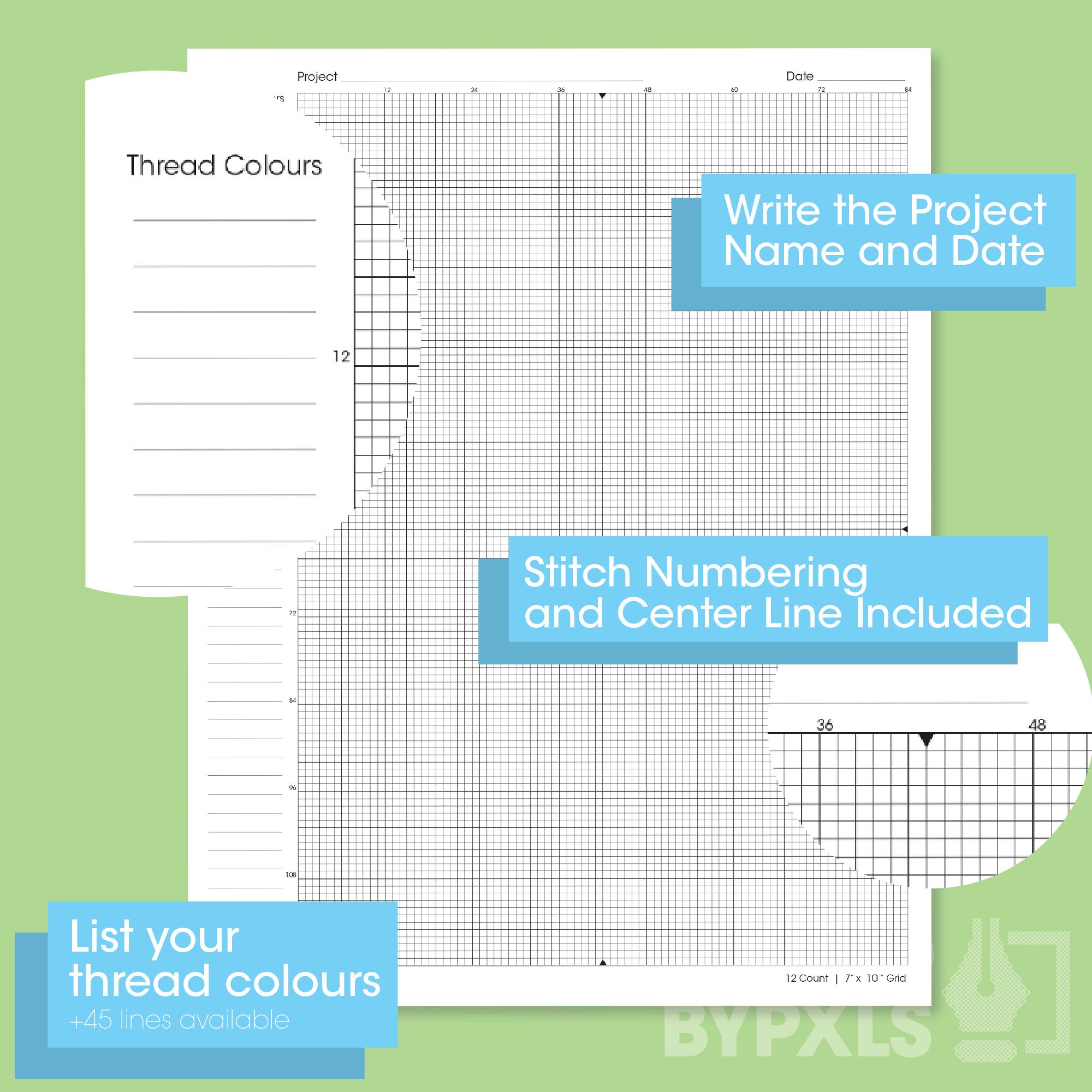 PRINTABLE Aida 12 Cross Stitch Graph Paper Letter/a4 12 - Etsy